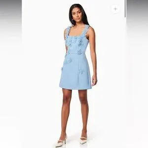 Elliatt | Dresses | Elliatt Bruges Blue 3d Floral Applique Squareneck ...